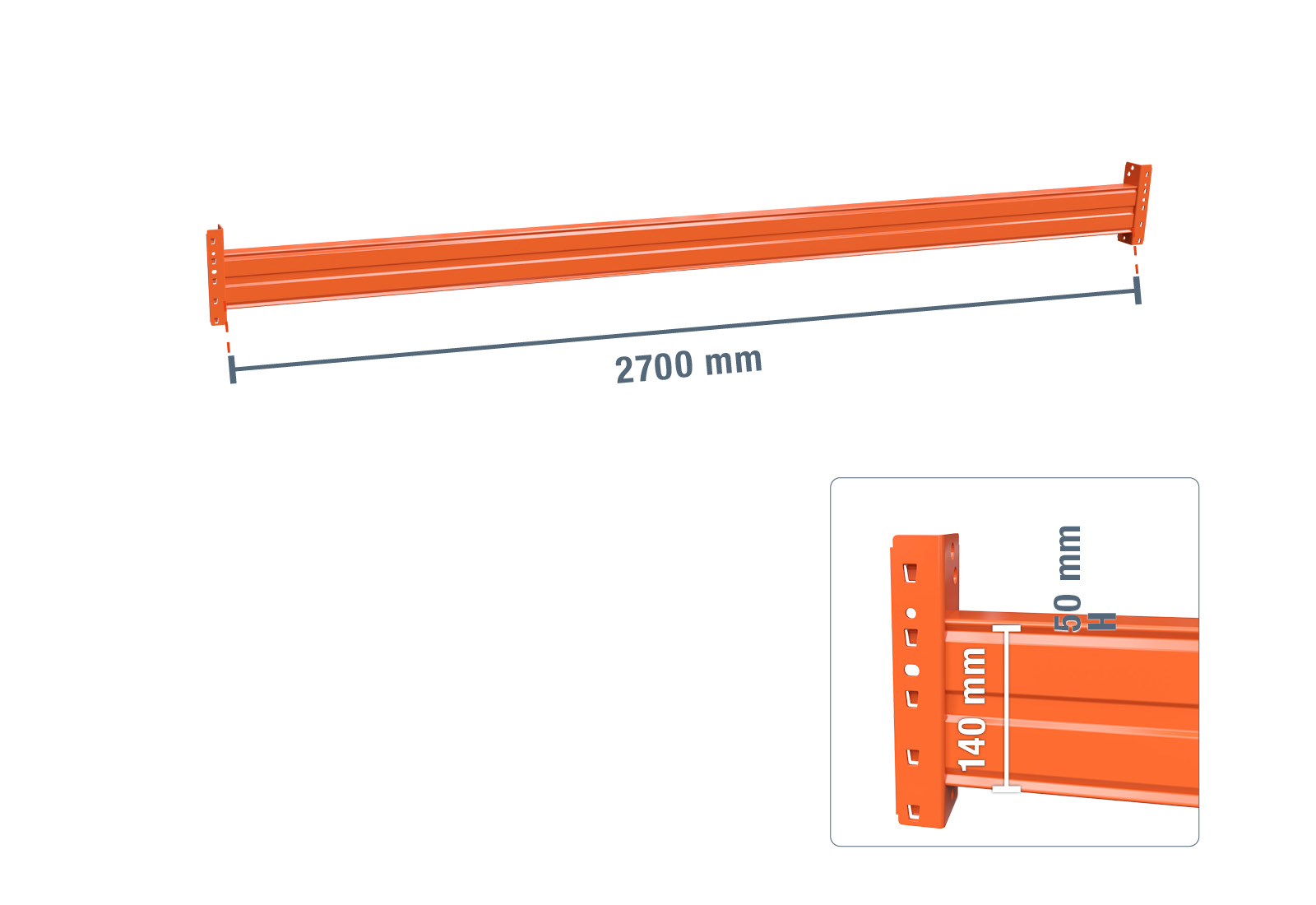 270 cm traverse individuelle pour rack à palettes PR15000 / charge de ...