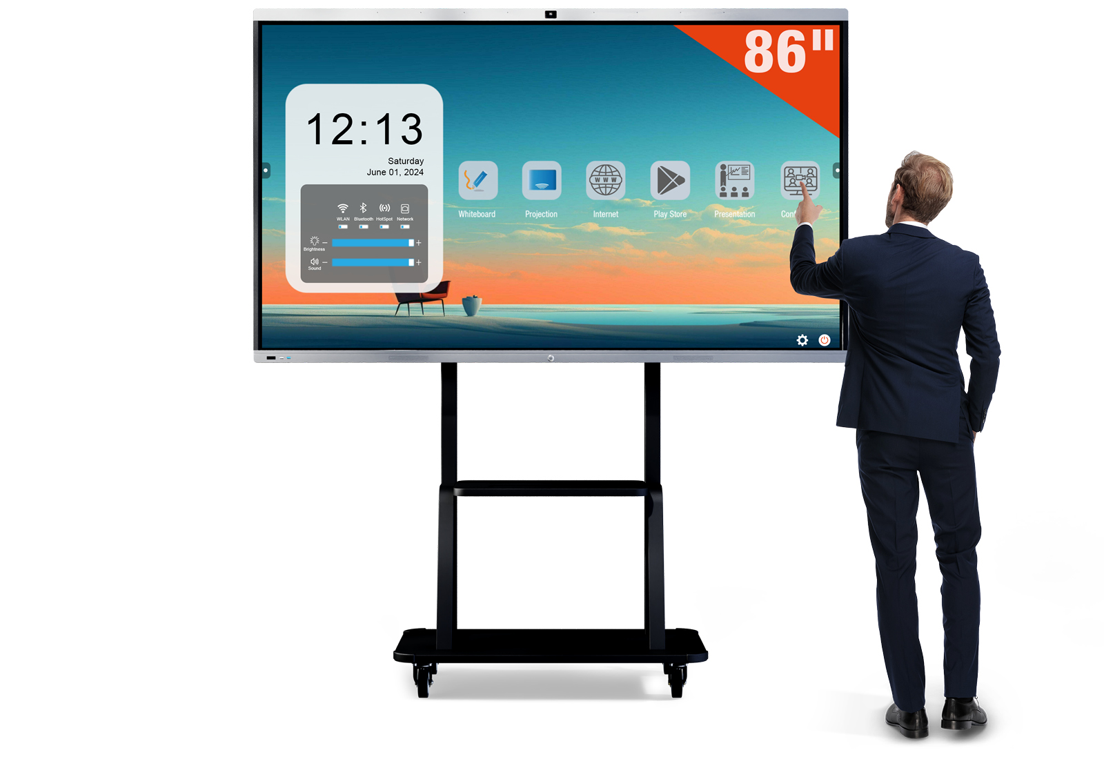 Tableau interactif IWBT-86, 86 in-écran tactile avec chariot à ...